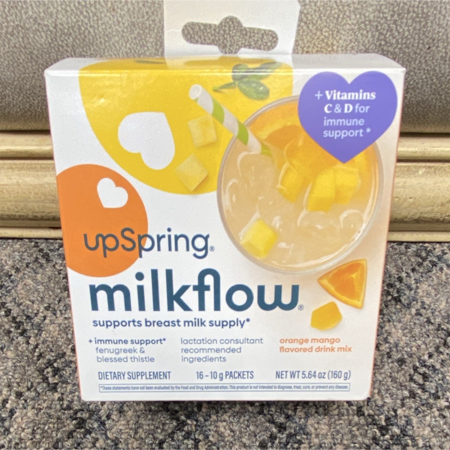 UpSpring Milkflow Orange Mango Drink Mix 16 Packets Lactation & Immune ...