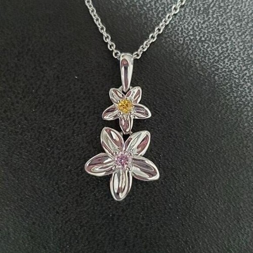 Lorenzo white gold over SS flower necklace 20" | eBay