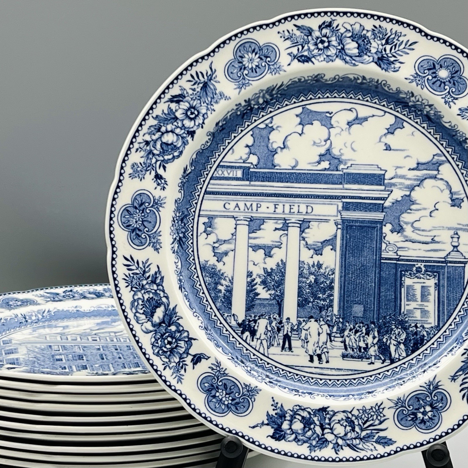 FULL SET 12 ALL 1931 ORIGINALS Wedgwood YALE UNIVERSITY Plates BLUE ...