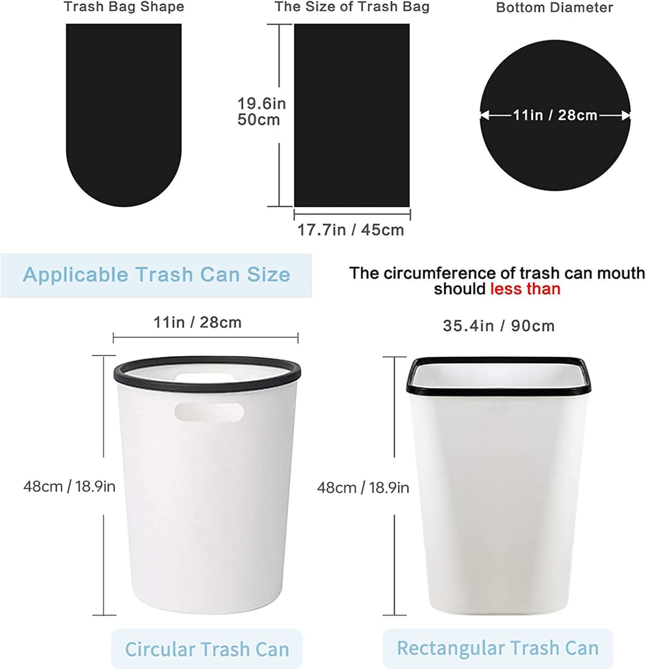 50 Pcs Garbage Bags Trash Bin Bags, Bin Liner Plastic Rubbish Bags ...