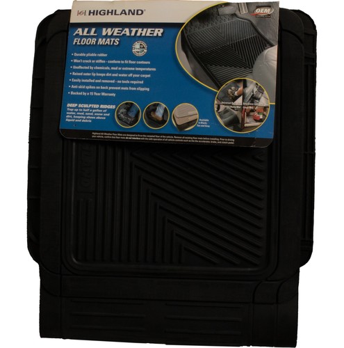 Highland Universal Fit Rear Floor Mat Set 2 Piece Black Rubber Part ...
