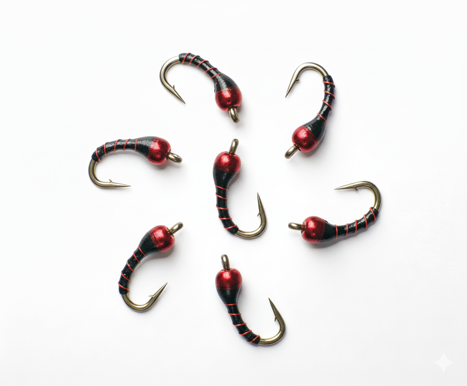 Zebra Midge Tungsten Nymphs Black And Red - Premium Trout Fly Fishing ...