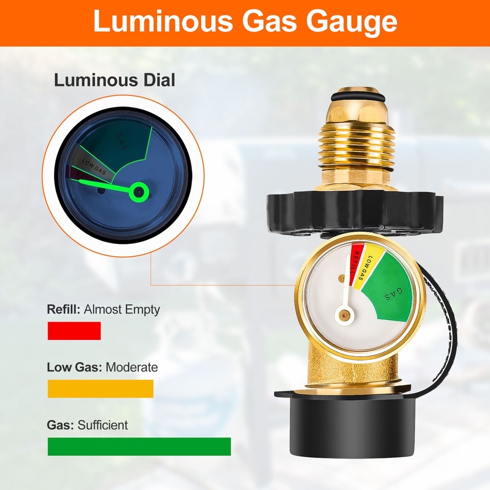 Propane Tank Gas Gauge Pressure Meter Indicator for 5-100lb BBQ Grill ...