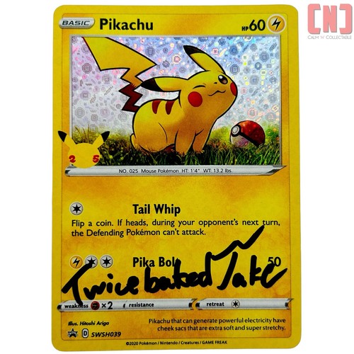 Twice Baked Jake YouTuber Signed Pokemon Card - Pikachu SWSH039 - Mint ...