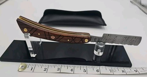 DAMASCUS STEEL CUSTOM HAND MADE FOLDING STRAIGHT EDGE RAZOR WOOD HANDLE ...