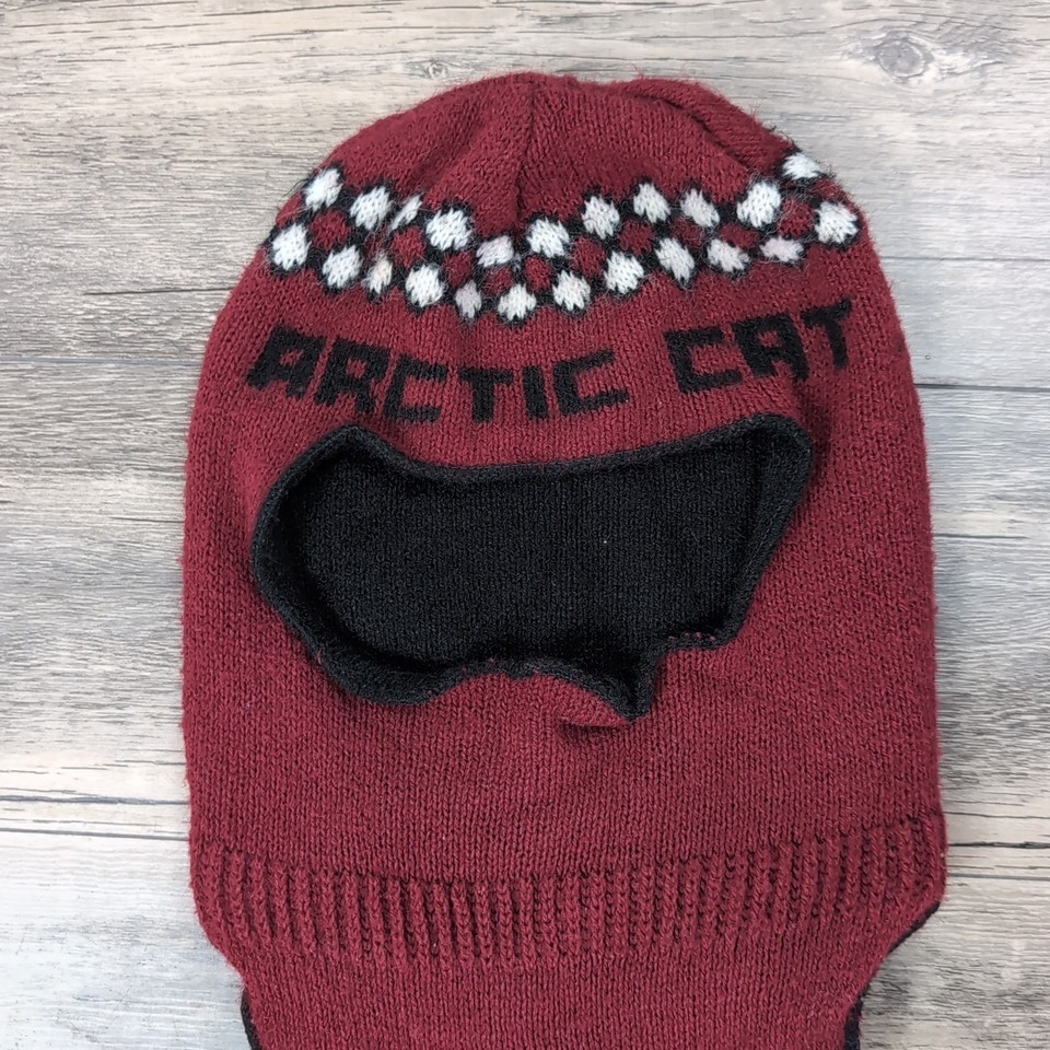 Vtg Arctic Cat Snowmobile Knit Full Face Mask Knit Balaclava 80s 9s Red ...