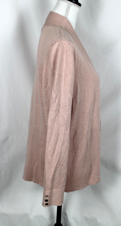 89th & Madison Pink Knit Cardigan Sweater Woman Size Large Open Front ...