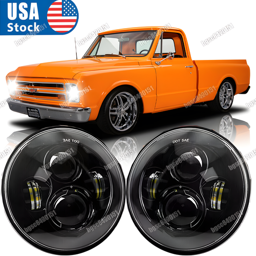 Pair fit for Chevrolet C10 Pickup 1962 1963 1964 1965-1980 7" LED ...