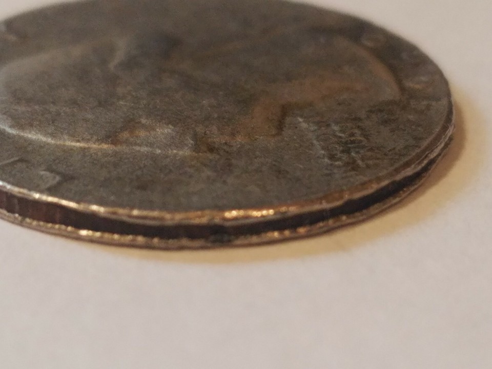 1969 Split Edge "Sandwich" Washington Quarter US Error Coin Recessed ...