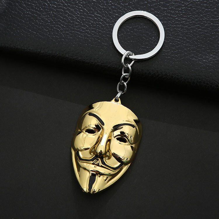 5 Tones V Vendetta Anonymous Hacker Mask Pendant Necklace Key Chain ...