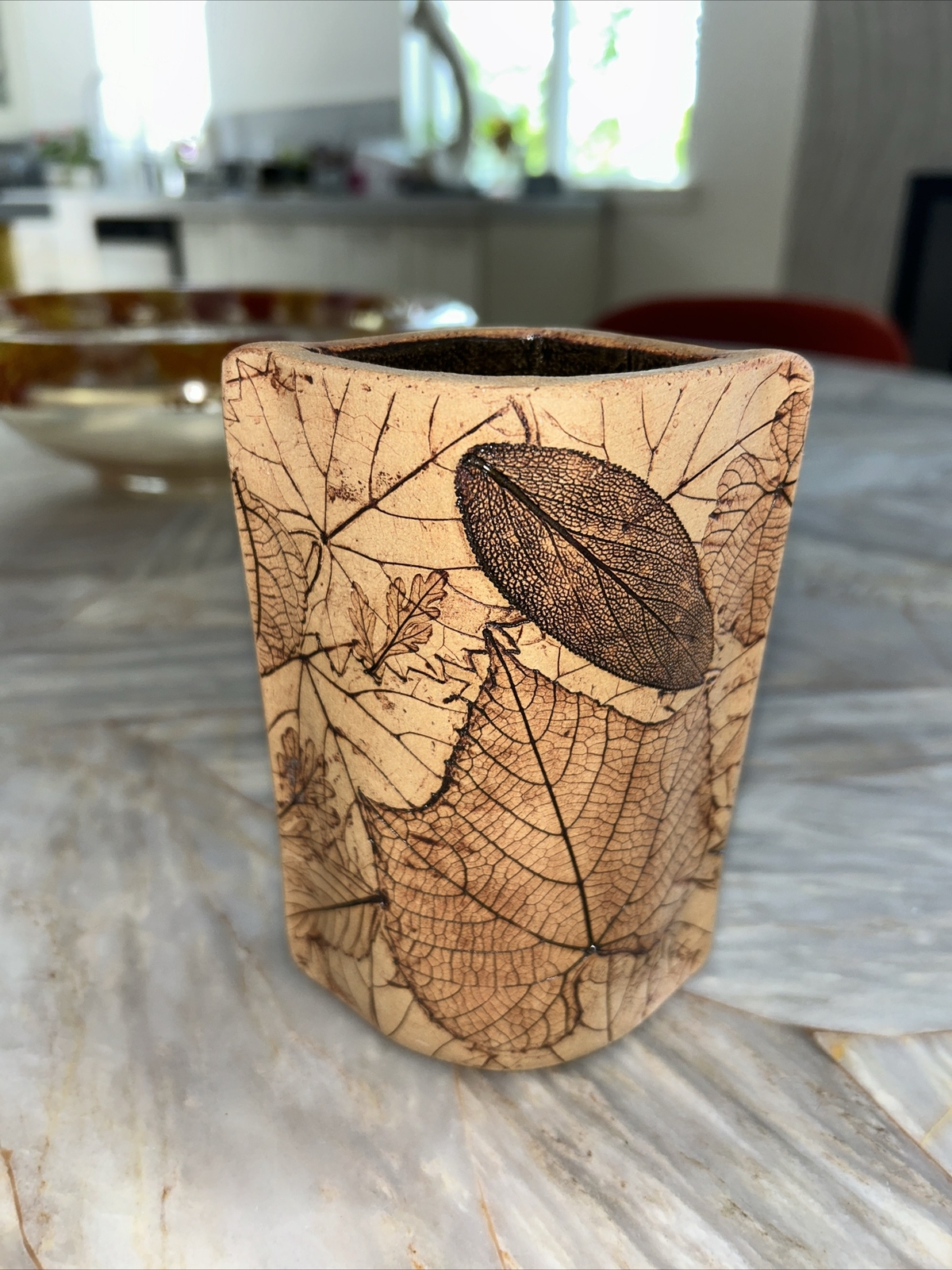 Malabar Pottery Leaf Design Vase Signed 5.5 Inch | eBay