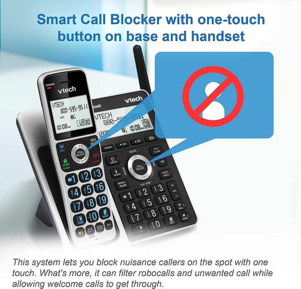 VTech Cordless Home Phone 5 Handsets Answering Machine Smart Call Block ...