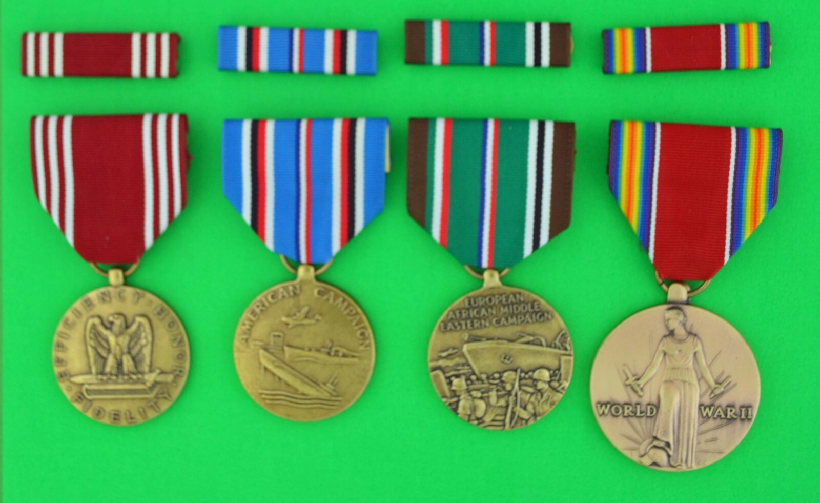 4 WWII Army Medals & Ribbon Bars for Service in Europe Campaign (ETO ...
