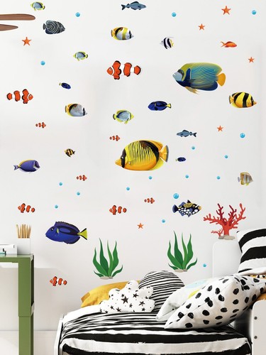 Fish Print Wall Sticker Bathtub Glass Removable DIY Wall Art Decor ...