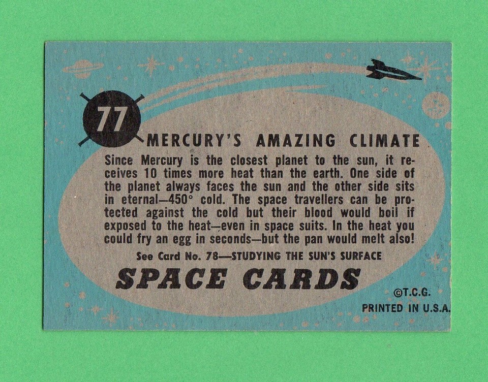 1957 Topps Space Cards # 77 Mercury's Amazing Climate Exmt-Nrmnt | eBay