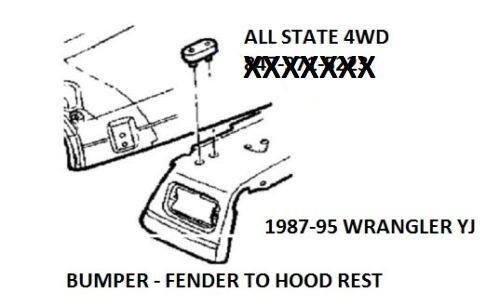J4007541 Hood To Fender Grommet Cushion Bumper, Fits Jeep Wrangler's 87 ...