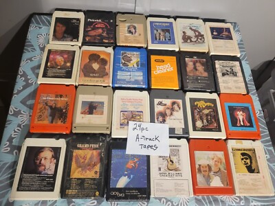 Lot Of (24) Rock 8-Track Tapes Hank Williams Grand Funk Chic Ray Char ...