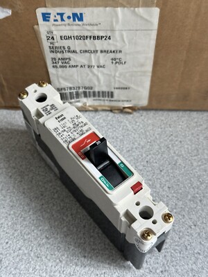 NEW EATON EGH1020FFB 1 Pole 20 AMP 347 VAC 125 VDC Type E125H Circuit ...