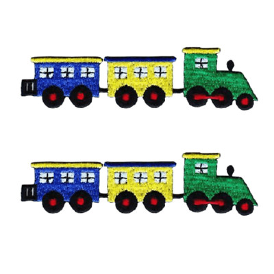 Train Patches (2-Pack) Children’s Embroidered Iron On Patch Applique | eBay