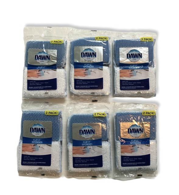 6 Dawn Flip It Dual Sided Nylon Mesh and Cloth Kitchen Sponge 2 PKS 12 ...
