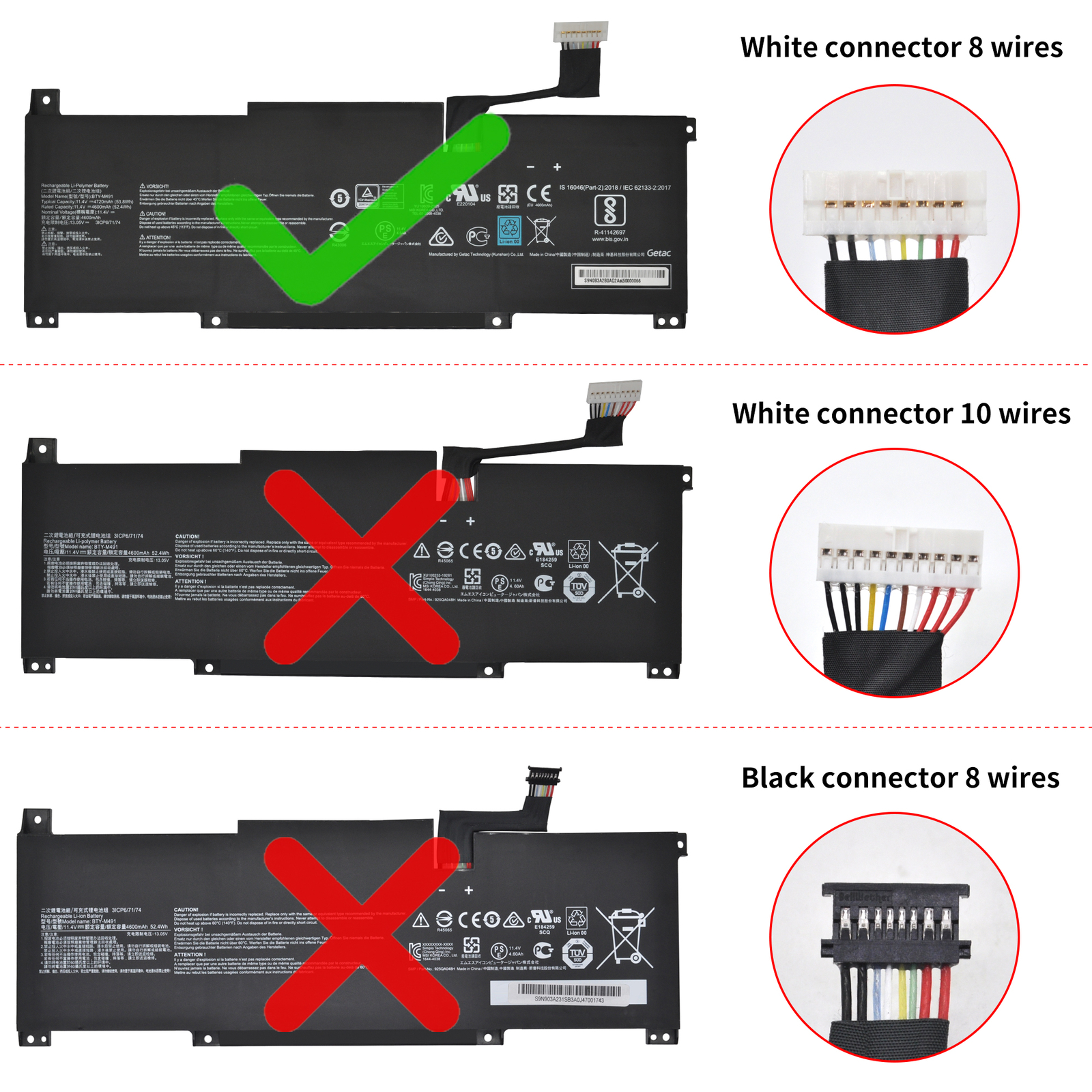 New BTY-M491 Battery for Summit B15 A11M Stealth 15M MSI Modern 15 A10M ...