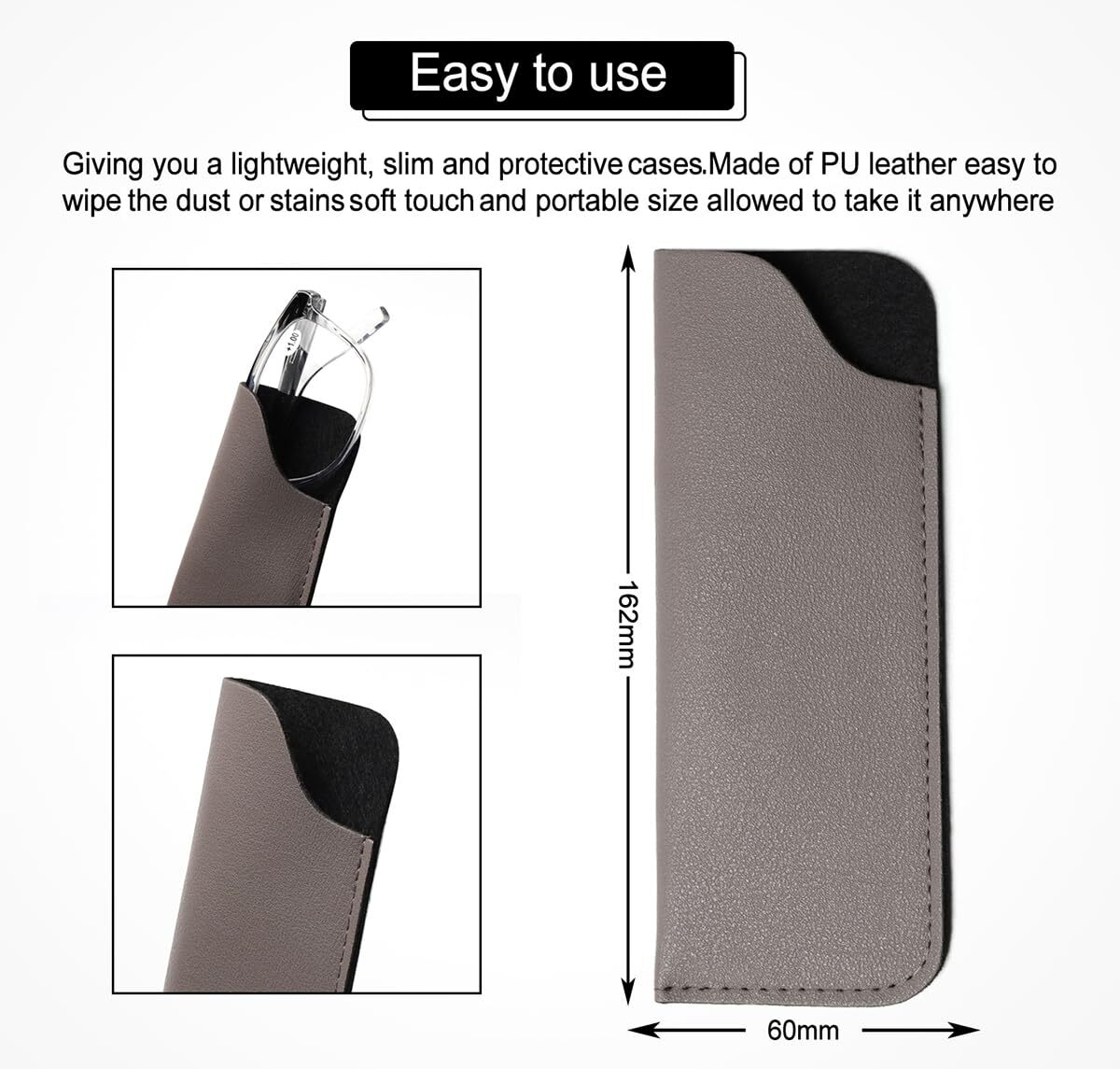 YOGO Glasses Case Soft Pouch - Artifical Leather Pocket Eyeglass Cases ...