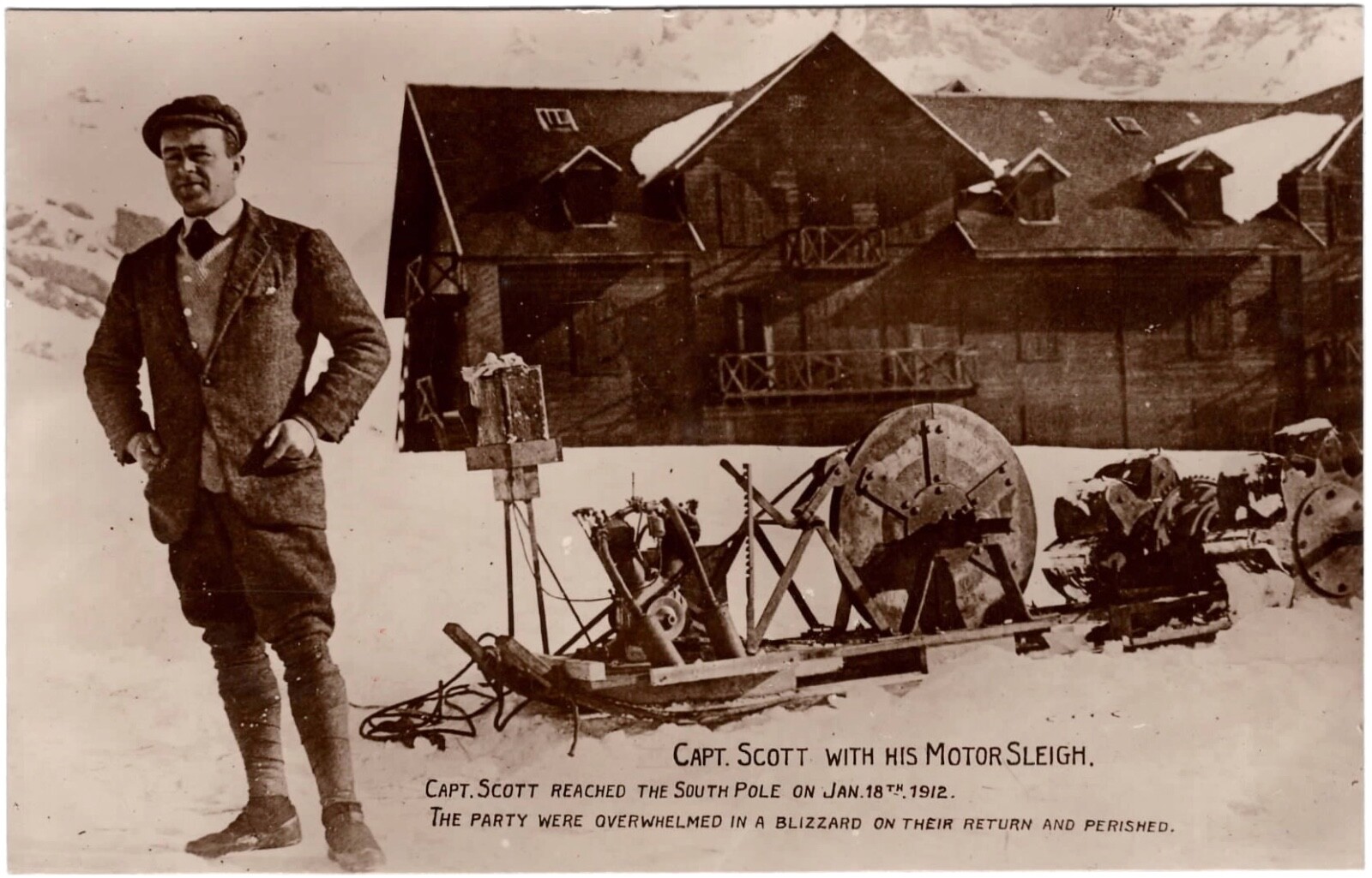 ‘Capt. Scott with his Motor Sleigh.’ Vintage Antarctic postcard. | eBay