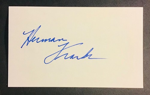 Chicago Cubs Manager HERMAN FRANKS DECEASED auto autographed signed 3x5 ...