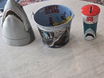 NEW Jaws 50th Anniversary Popcorn Tin Figural Bucket Shark Cup Amc ...