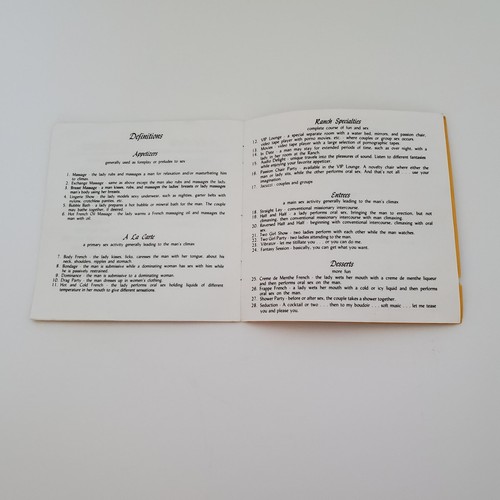 World Famous Historic Chicken Ranch Whore House Brothel Menu Nevada ...