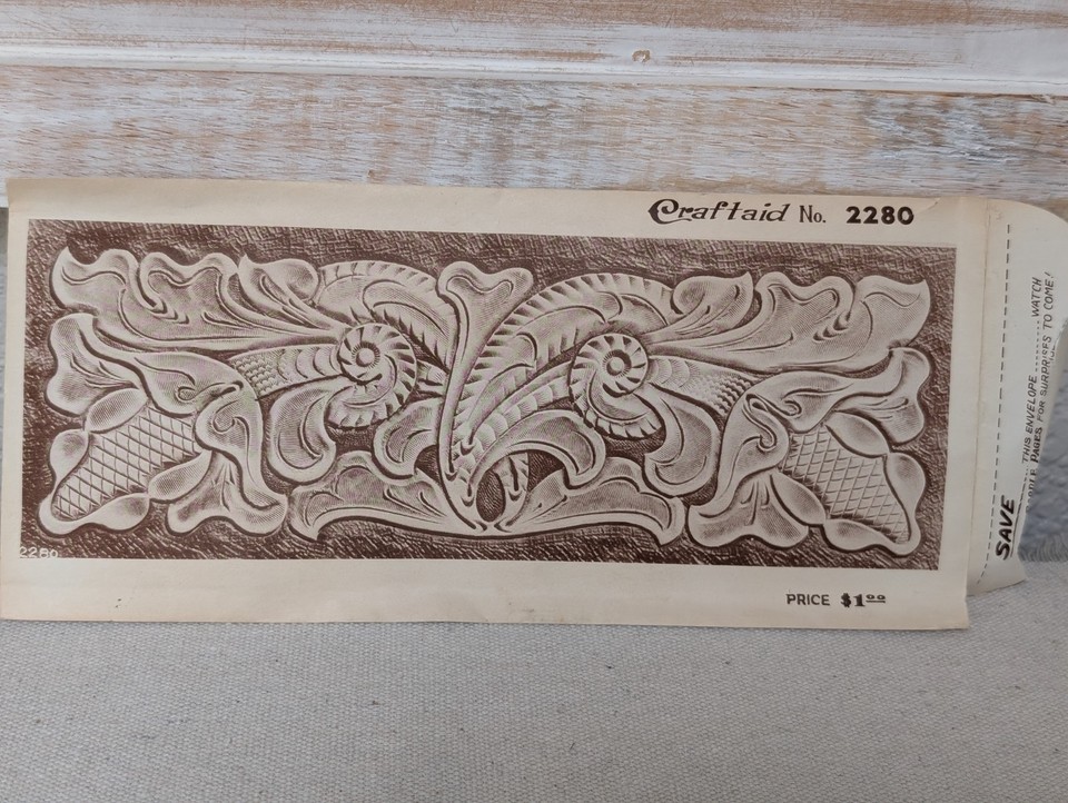 Vintage Craftaid Leather Carving Templates Lot of 8 Billfold Belt ...