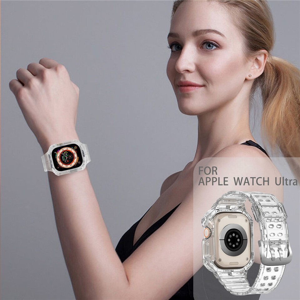 For Apple Watch Ultra 3 2 49mm iWatch Clear TPU Sport Band Strap ...