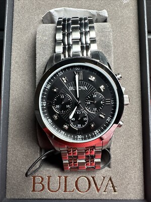 Bulova Mens Classic Chronograph Quartz Silver Stainless Steel Watch 40 ...