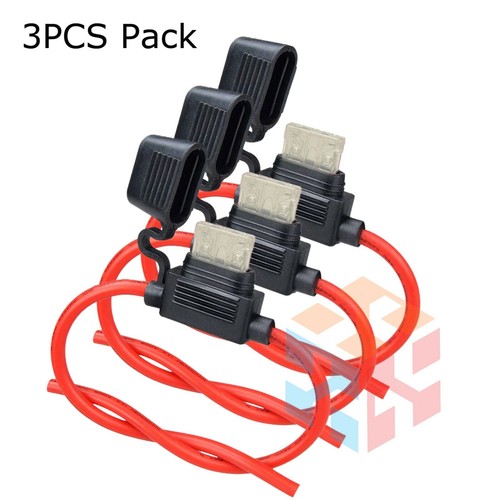 3 Pack 12 Gauge Mini ATC 25A Fuse Holder In Line AWG Wire Copper 12 ...