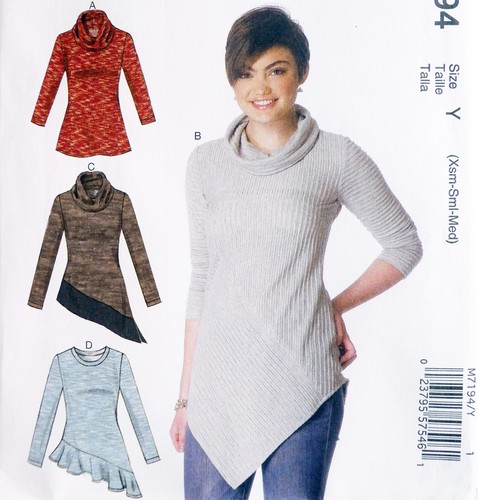 Sewing Pattern Tunic Top XS S M 4 to 14 Neck and Hemline Variations ...