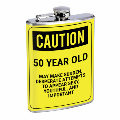 Caution 50 Em1 Flask 8oz Stainless Steel Hip Drinking Whiskey | eBay