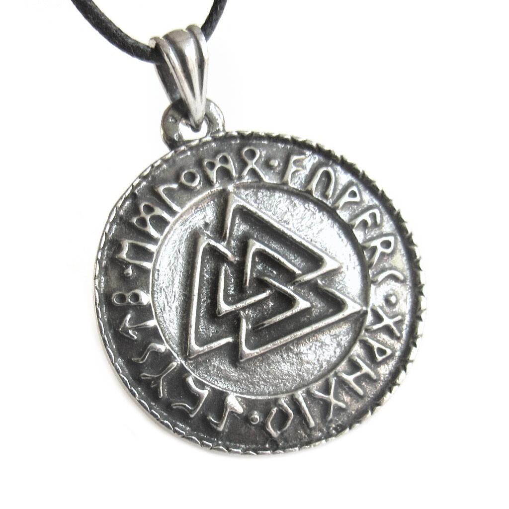 Valknut Medallion with Runes NEW 1.3" Pewter Norse Pagan Amulet - US ...