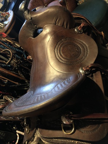 Vtg H.H. Heiser Saddle 1920s Brown Leather Highback 15” Seat Restored ...