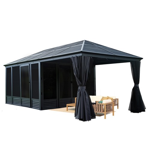 Domi Outdoor 11x21FT Solarium Sunroom，Detachable PE Screen，Lockable ...