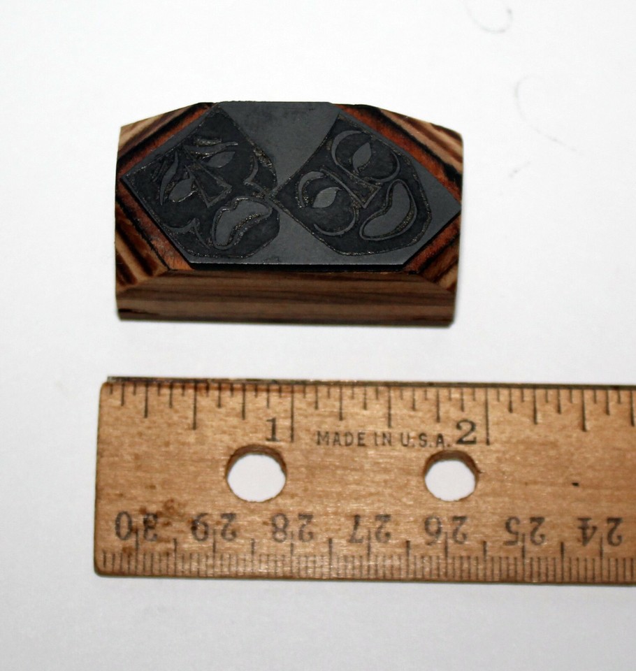 Drama Masks Theater Hard Rubber Typographic Printing Press Block Stamp ...