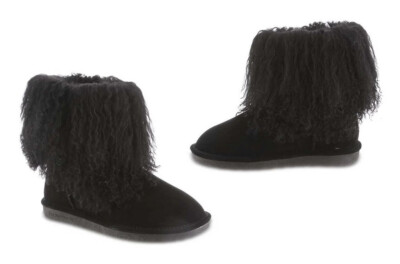 Bearpaw Boo Women Furry Shearling Wool Black II Boots New In Box 1854W ...