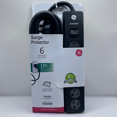 General Electric Surge Protector 10 Ft Extra Long Cord 6 Protected ...