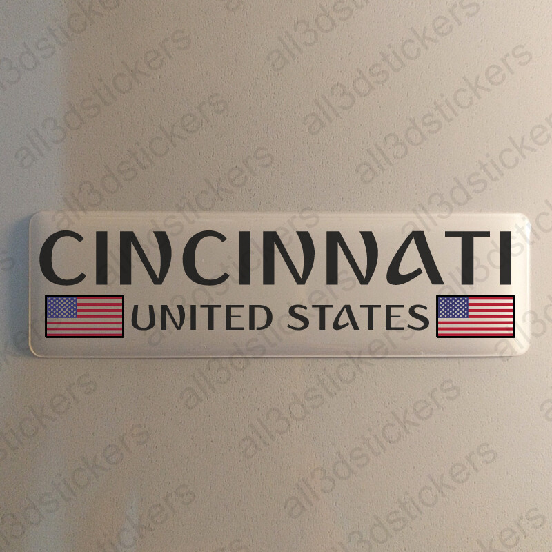 Cincinnati USA United States Sticker 4.70x1.18" Domed Resin 3D Flag ...