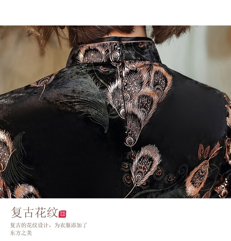 Autumn Winter Qipao Dress Chinese Traditional Midi Cheongsam Evening ...