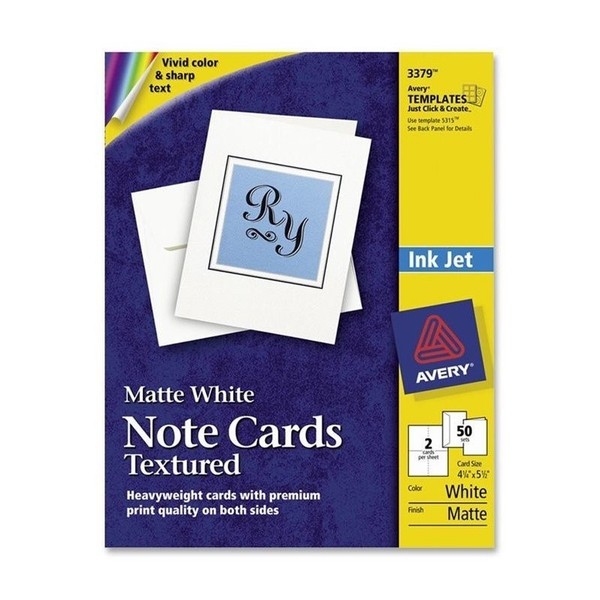 3379 Avery Matt White Note Cards Textured Heavyweight Ink Jet 50ct ...