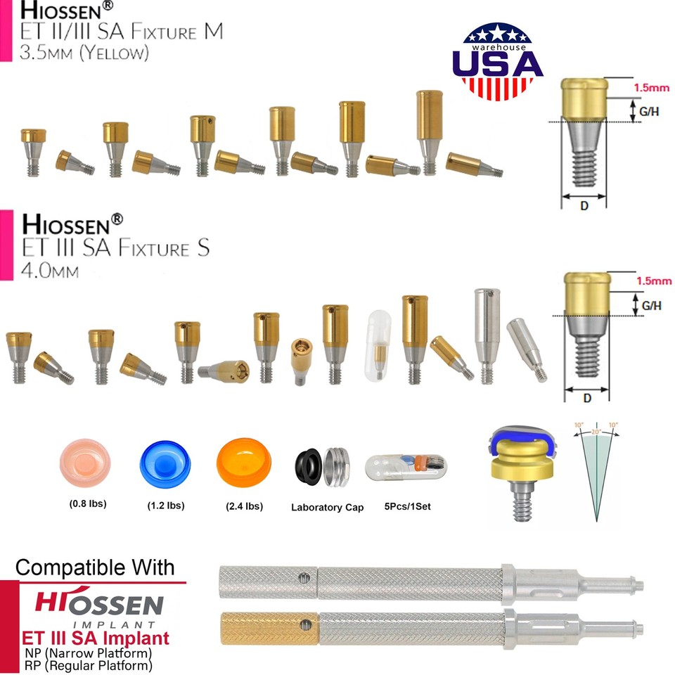 US Overdenture Fit Zest Locator Ti Abutment Retention Caps Hiossen ...