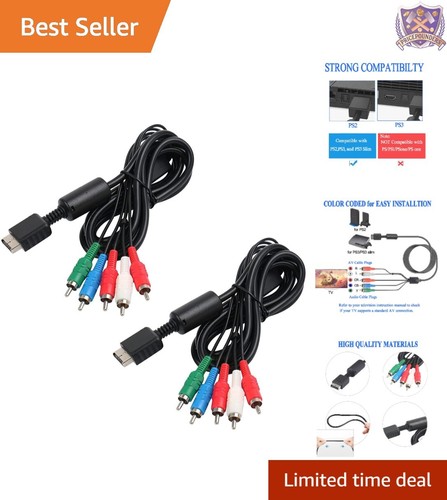6Ft Component AV Cable 5-Wire HDTV 480p Gaming Connect PS2 PS3 2 Pack ...