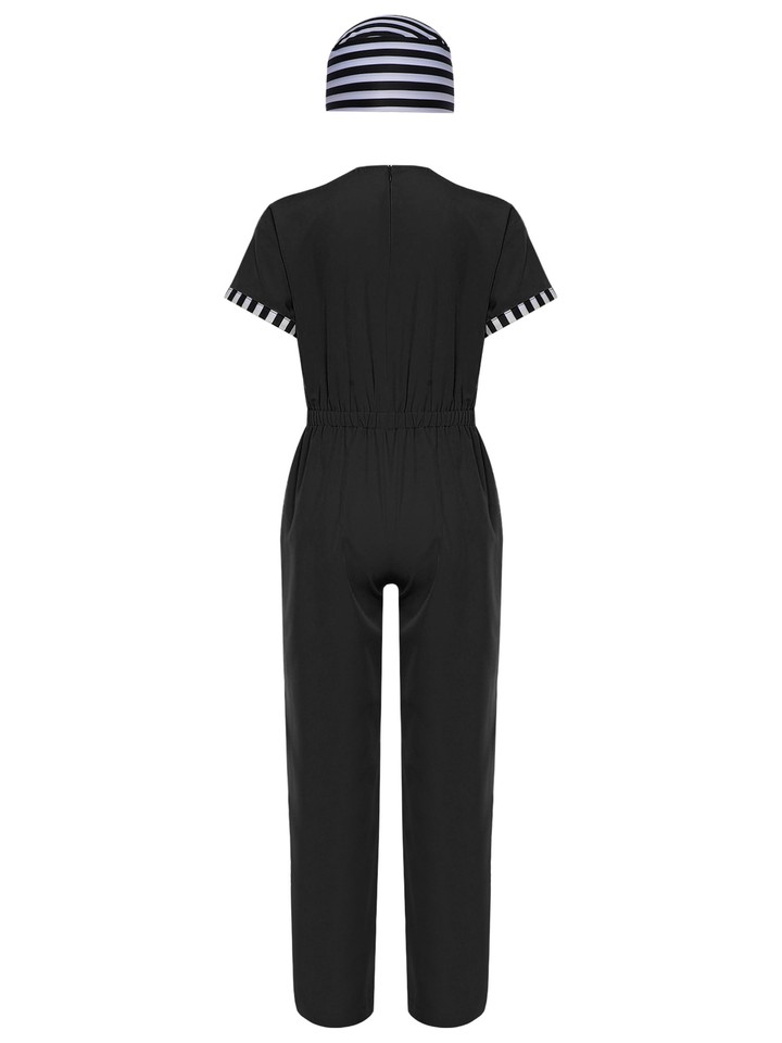 Kids Prisoner Costume Cosplay Prisoner Jumpsuit Jailbird Inmate Prison ...