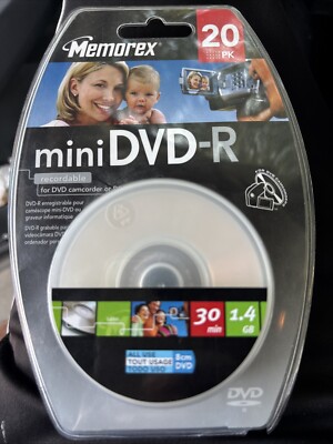 Memorex MINI DVD-R 1.4 GB 30 Min Single Sided 20 Pack New Sealed | eBay