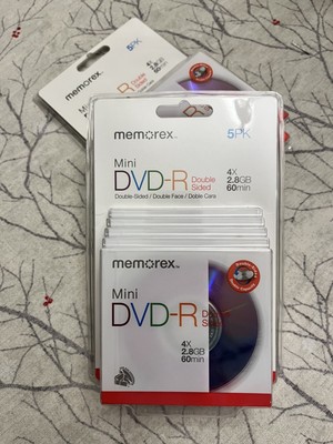 Memorex Blank Mini DVD-R 4x 2.8GB 60min 5PK 5 Pack Brand New Sealed - 2 ...